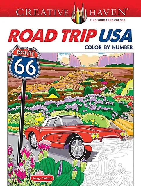 Creative Haven Road Trip USA Color by Number by George Toufexis ...