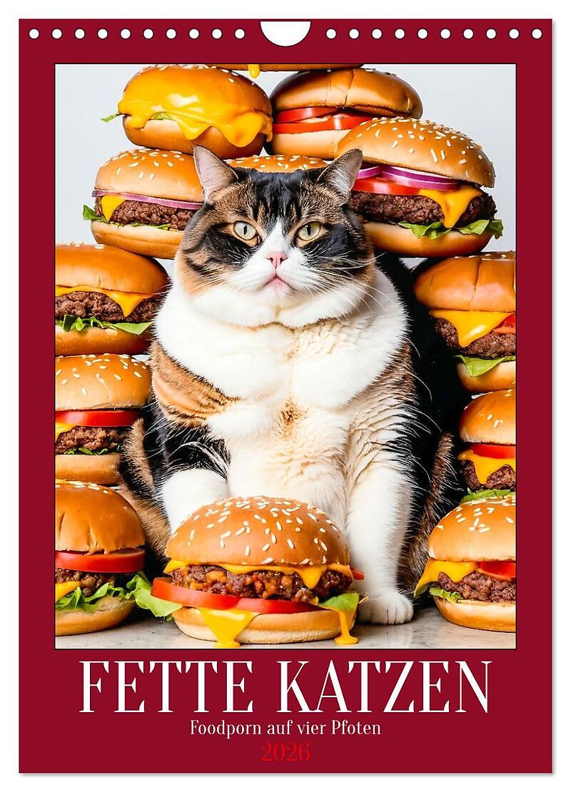 FETTE KATZEN - Foodporn auf vier Pfoten (Wandkalender 2026 DIN A4 hoch ...