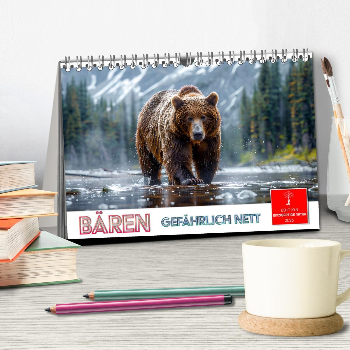 Bären - gefährlich nett (Tischkalender 2026 DIN A5 quer), CALVENDO ...