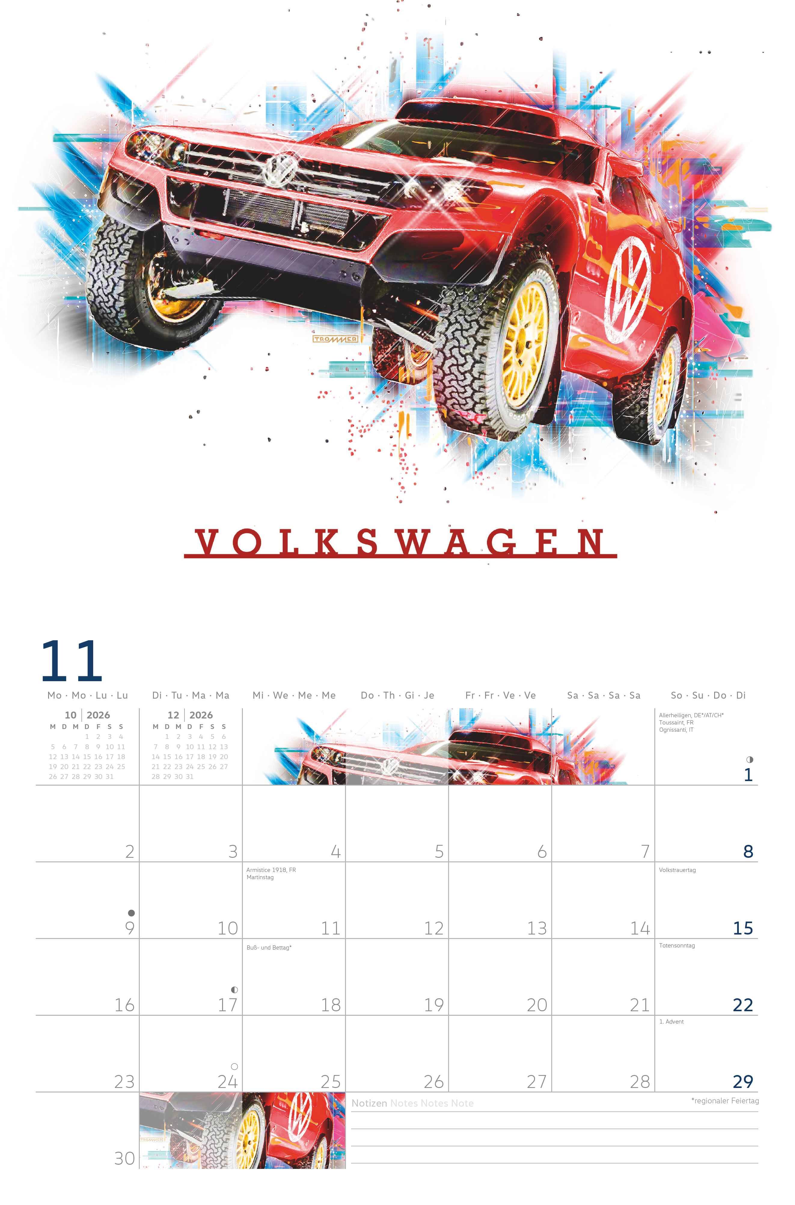 arti - VW Broschürenkalender 2026 - im Format 28 x 21 cm, mit ...